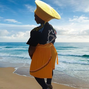 3 in 1 Yellow Zulu Hat | African Hat | Isicholo | African Bucket Hat ...