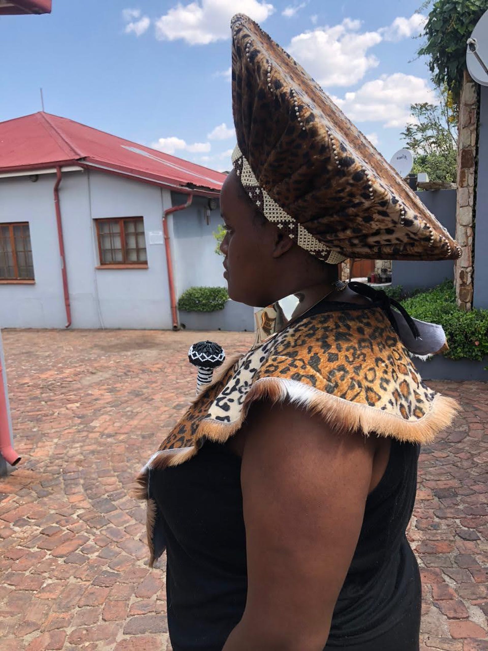 4 Piece Extra Large Leopard Zulu Hat Set With Isipango Warrior ...