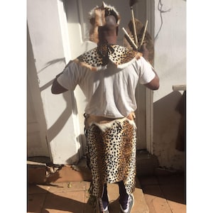 5 in 1 Ibheshu Zulu Warrior Umqhele Mbata Men's Traditional Regalia Set ...