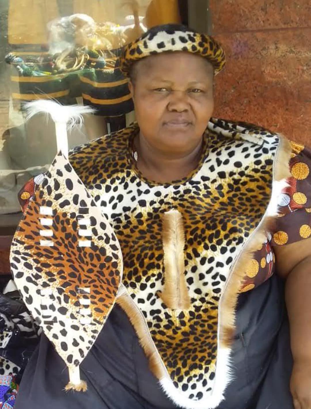 3 Piece Faux Leopard Print Zulu Headband, Mbata Chestguard, and Leopard ...