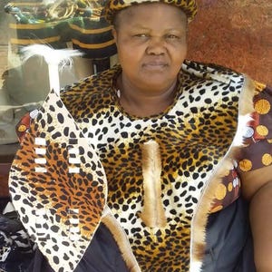 3 Piece Faux Leopard Print Zulu Headband, Mbata Chestguard, and Leopard ...