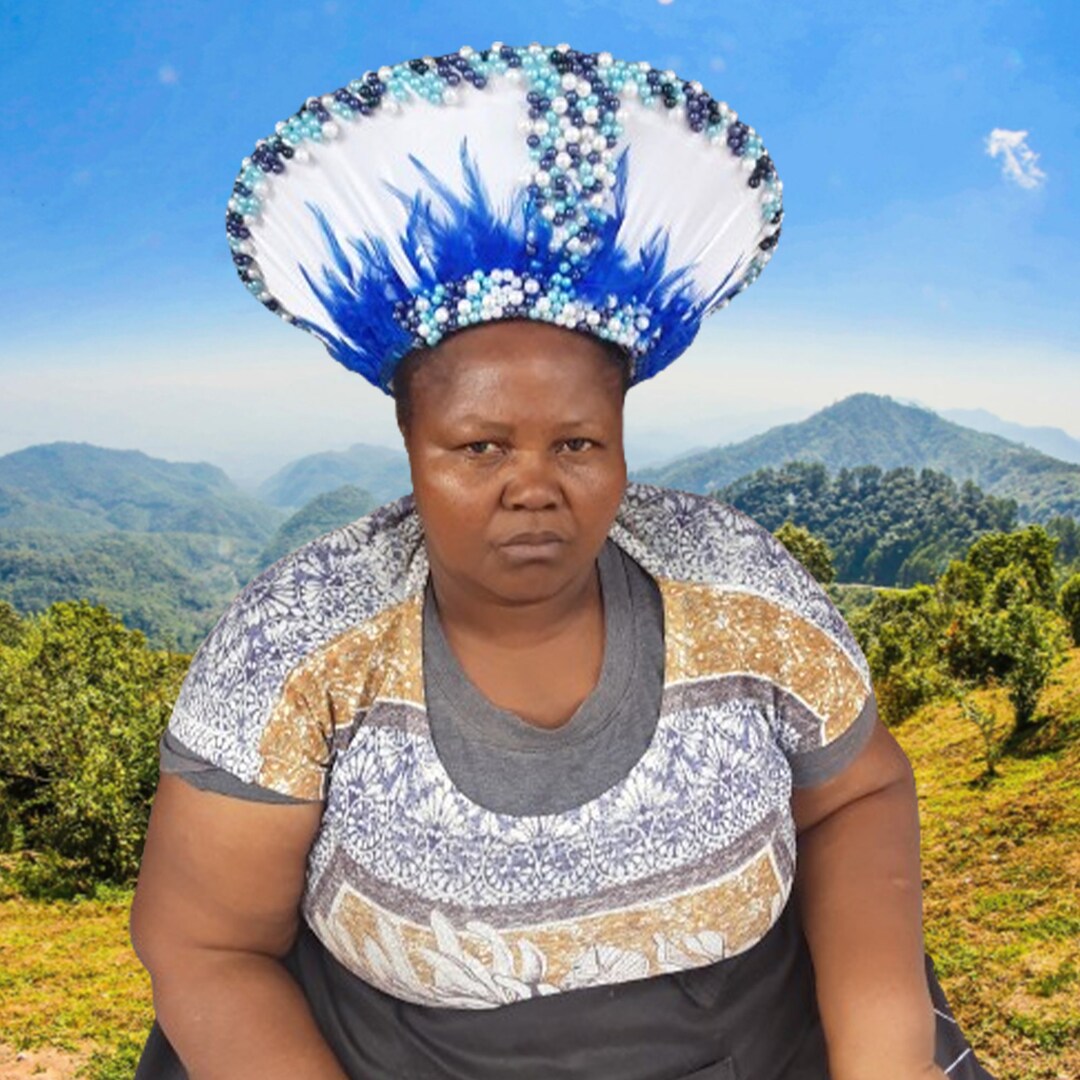 Extra Large White and Blue Zulu Hati Large Zulu Hat |african Hat ...