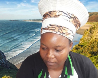 Large Zulu Hat African Hat Isicholo African Bucket Hat White Zulu Hat ...