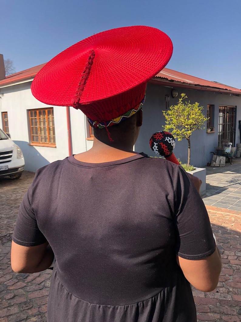 Large Red Zulu Hatl Large Zulu Hat | African Hat |isicholo | African ...