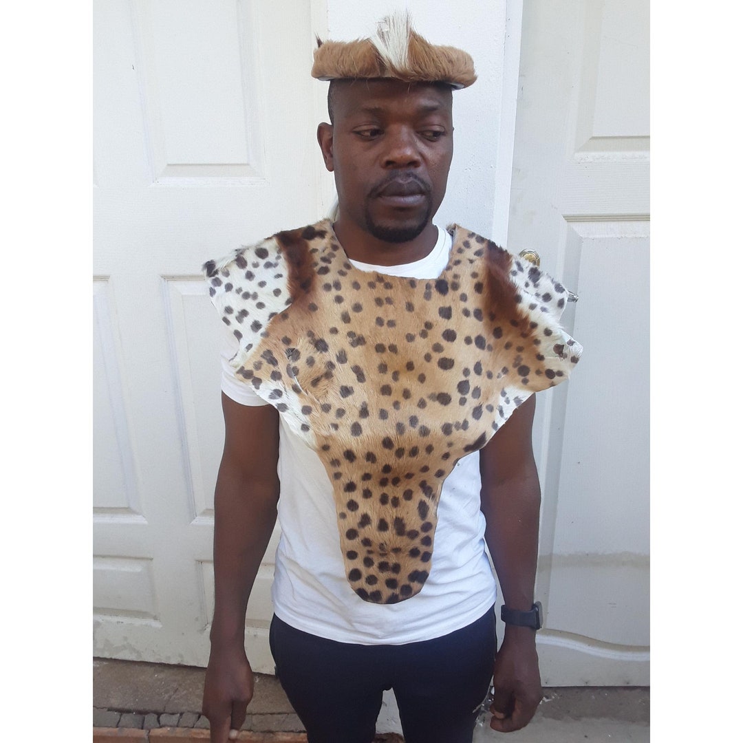 2 Piece Real Cow Hide Zulu Vest Chest Guard, Masai Crown Prince ...