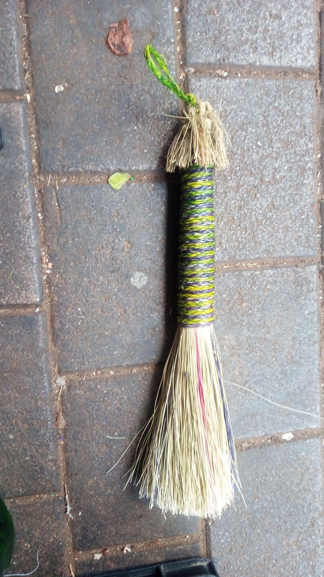 Traditional African Broom - Handmade Natural Grass and Colorful Yarn ...