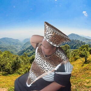 2 in 1 Handmade Leopard Print African Zulu Beaded Zulu Hat Isicholo ...