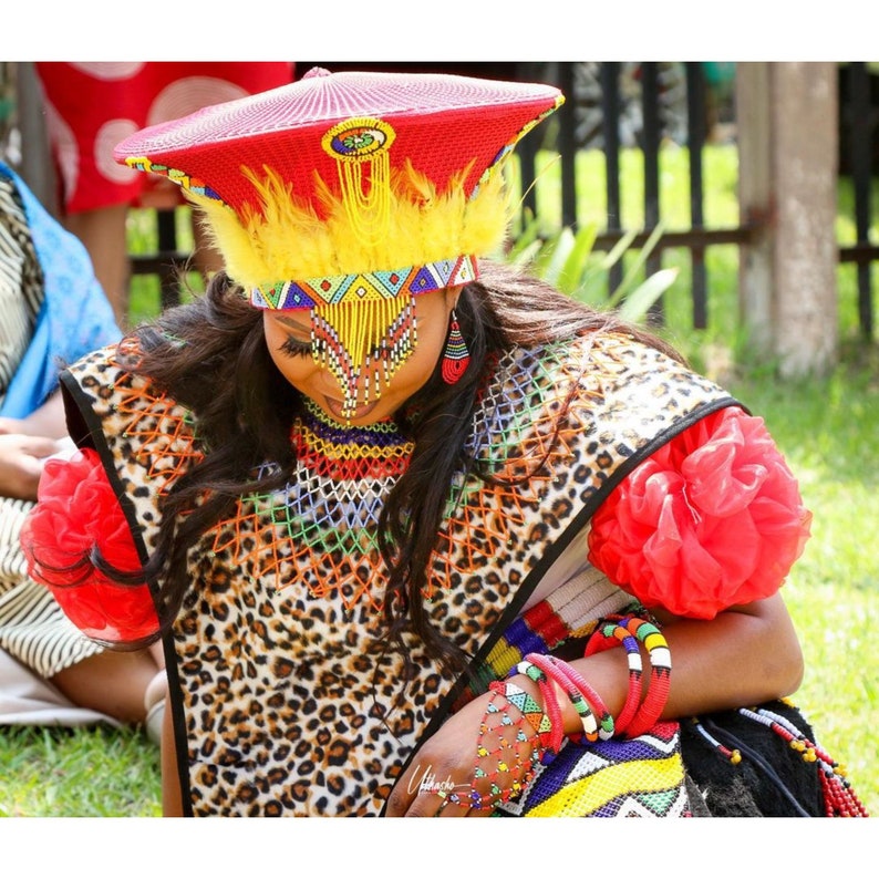 Red Zulu Hat African Hat large Zulu Hat L Isicholo - Etsy