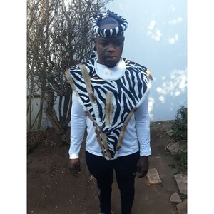 Black and White Zulu Umqhele Mbata Shaka Zulu Ceremony Wedding Attire ...
