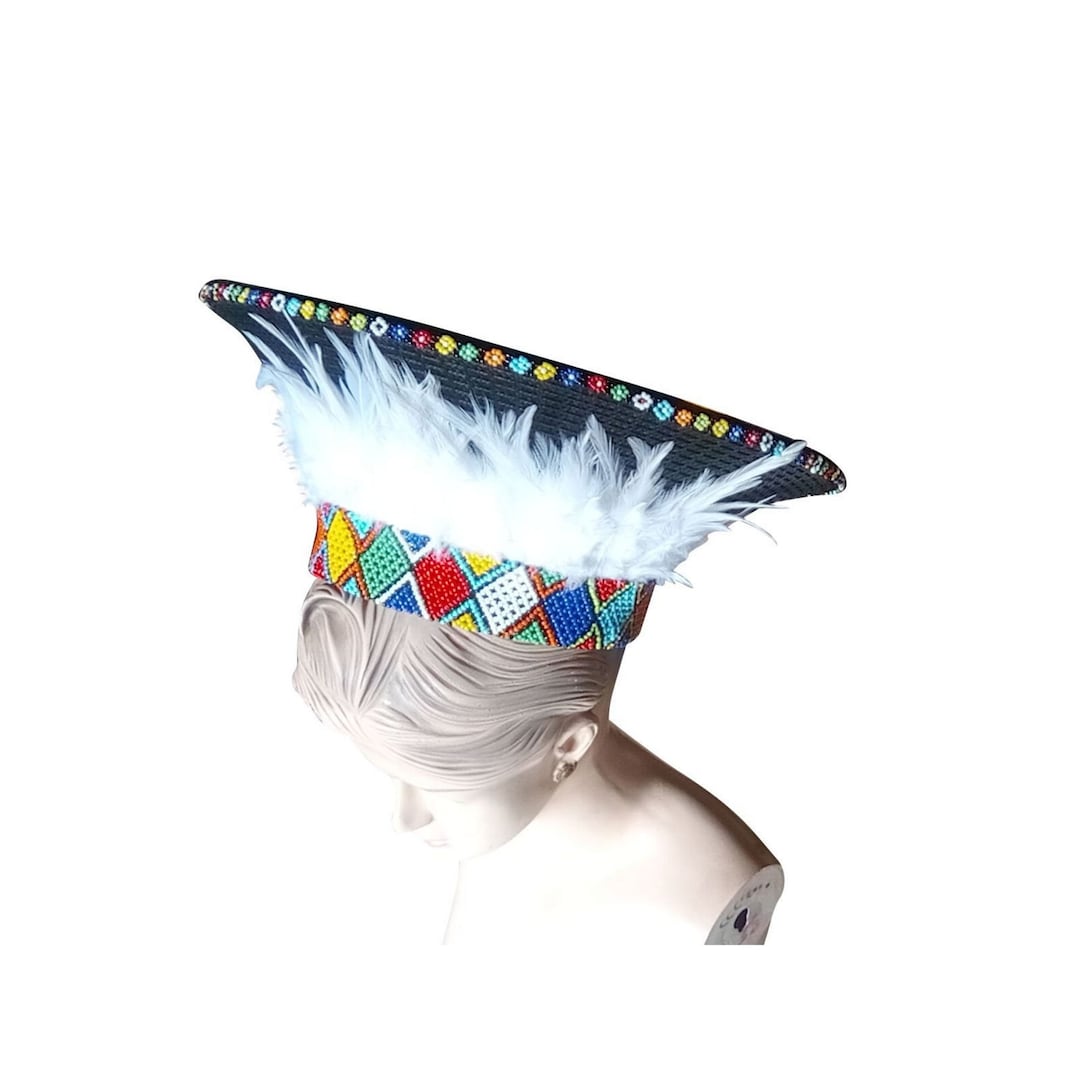 Large Zulu Hat | African Hat | Isicholo | African Bucket Hat | Gold ...