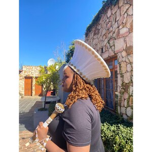 4 in 1 White and Gold Zulu Hati Large Zulu Hat |african Hat | Isicholo ...