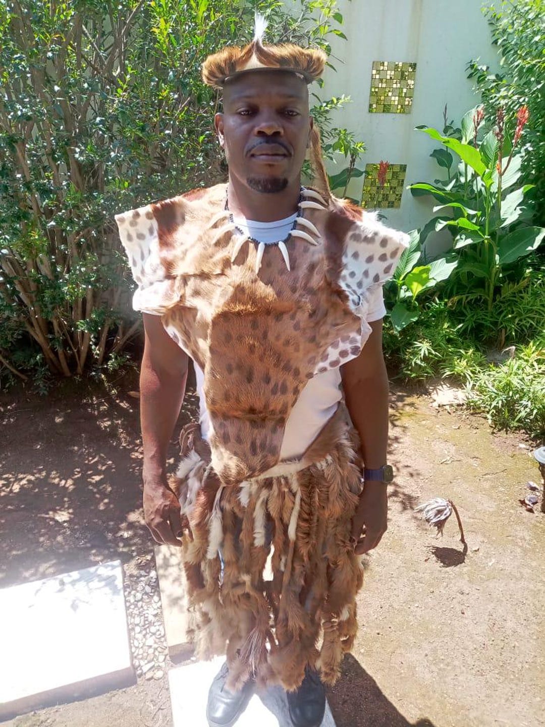 3 Piece Zulu Ibheshu, Slene, and Umqhele Headband Set - 100% Genuine ...