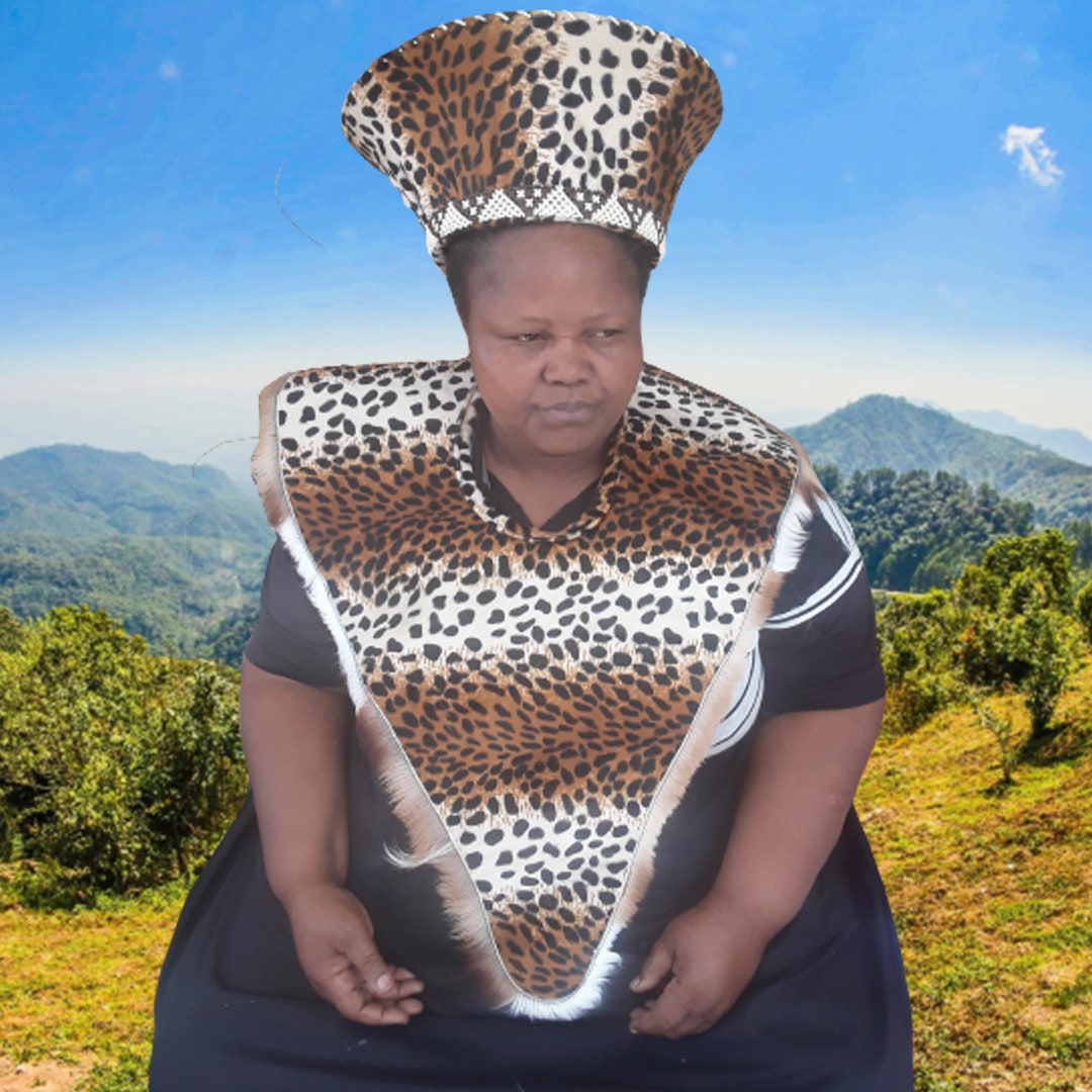 2 in 1 Handmade Leopard Print African Zulu Beaded Zulu Hat Isicholo ...