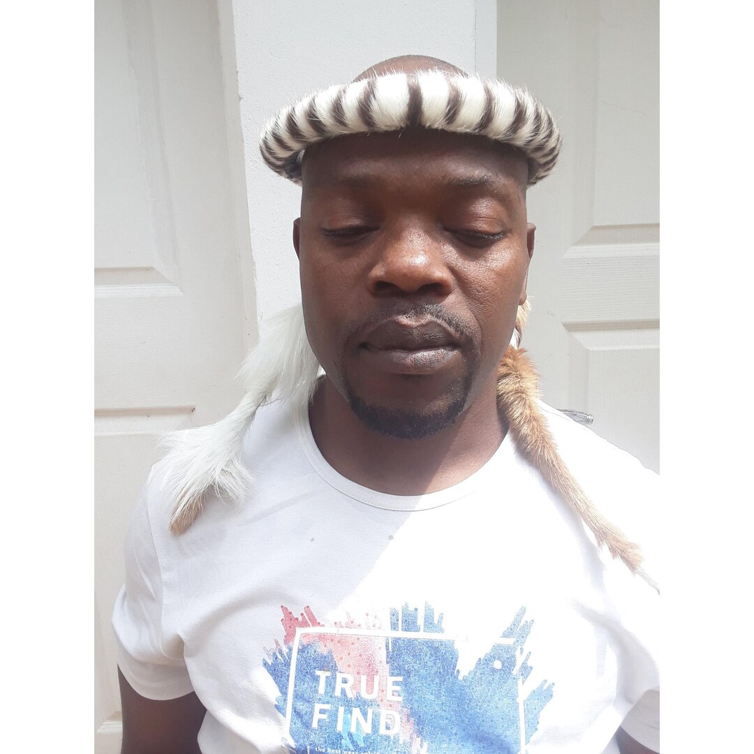 Real Zebra Skin Umqhele Zulu African Ethnic Hat for Men, African Ethnic ...