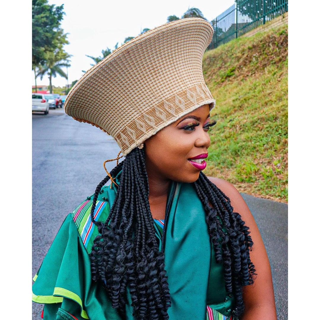 Cream And Gold Zulu Hati Large Zulu Hat African Hat Etsy