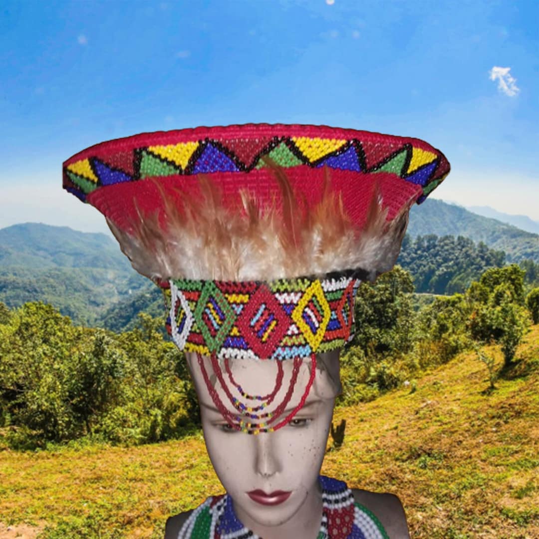 Large Red Zulu Hatl Large Zulu Hat | African Hat |isicholo | African ...