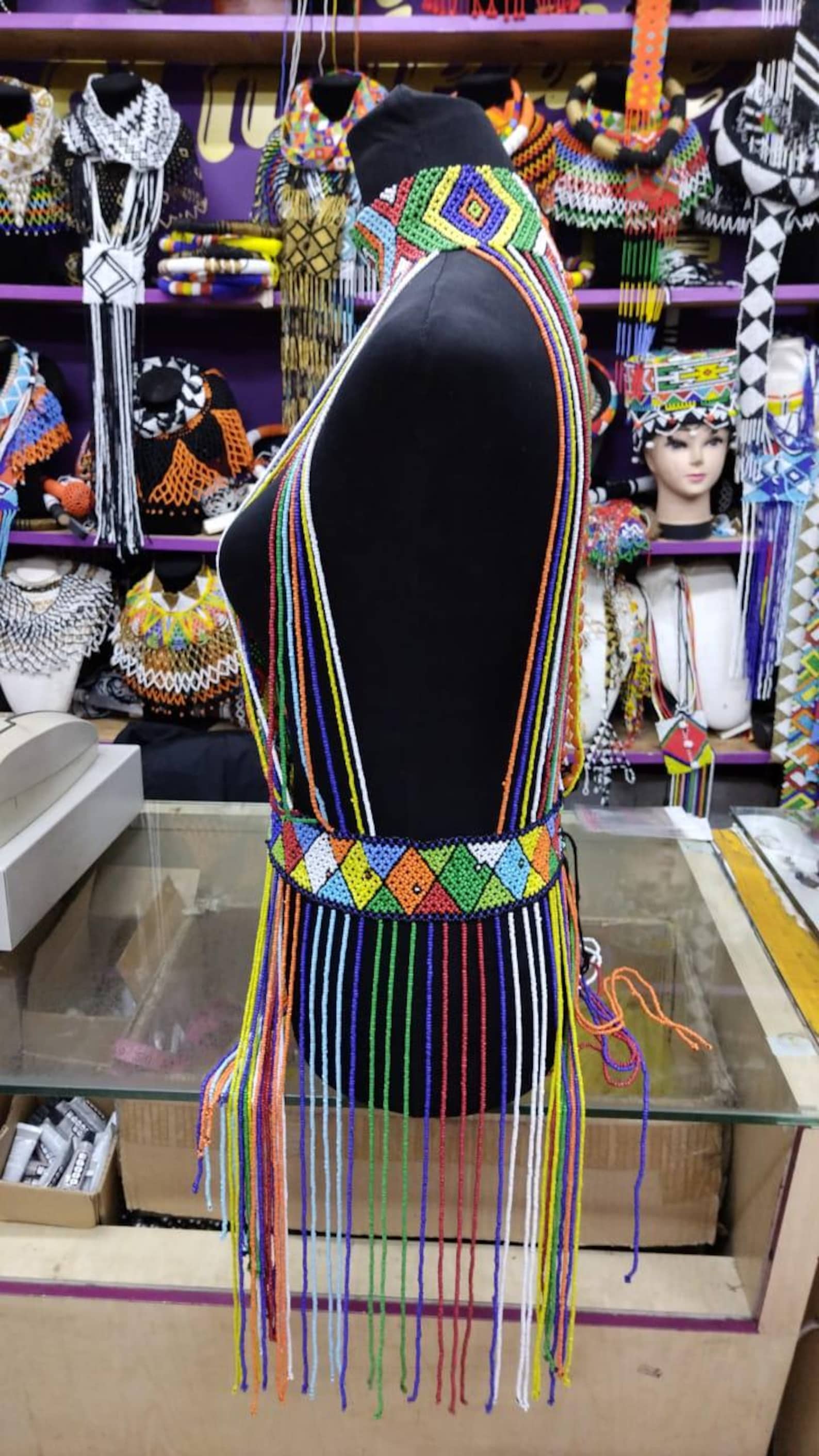 Colourful Zulu Full Beaded Vest and Skirt – One-piece Handmade African ...
