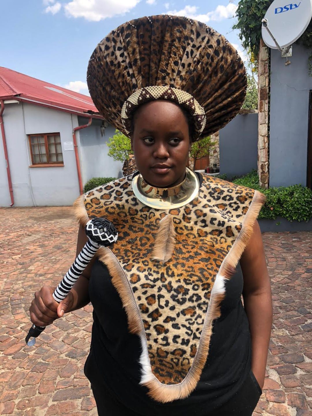 4 Piece Extra Large Leopard Zulu Hat Set With Isipango Warrior ...
