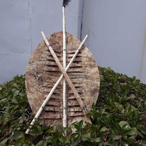 Medium-sized White and Brown Zulu Shield – 70cm Authentic African ...