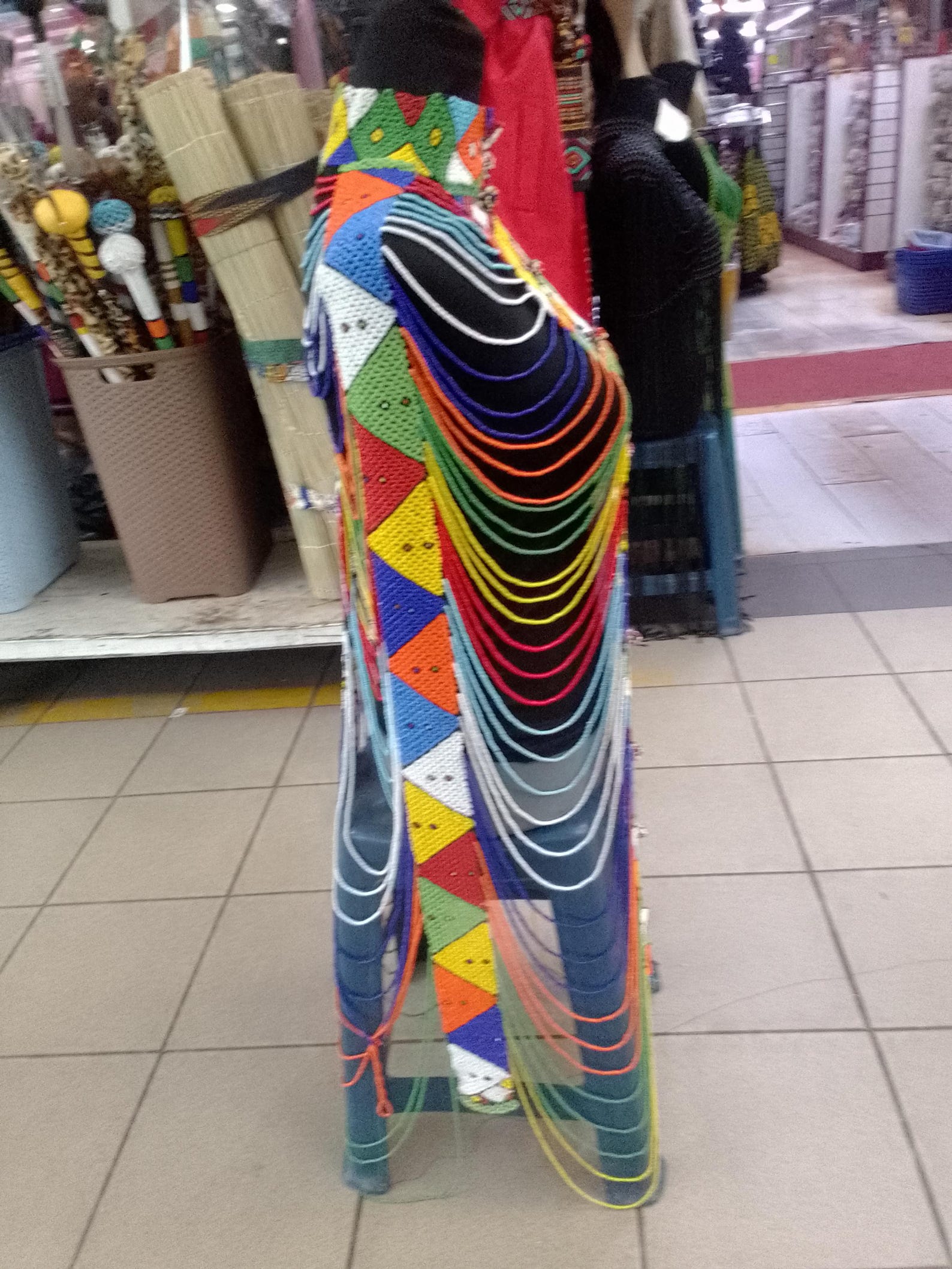 Full-length African Beaded Dress | Multicolored Zulu & Ndebele Beadwork ...