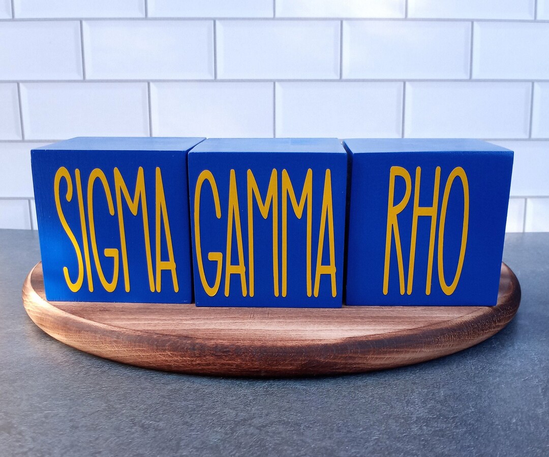 Sigma Gamma Rho | 3-piece Wooden Block Set | New LARGER Size | 3x3 ...