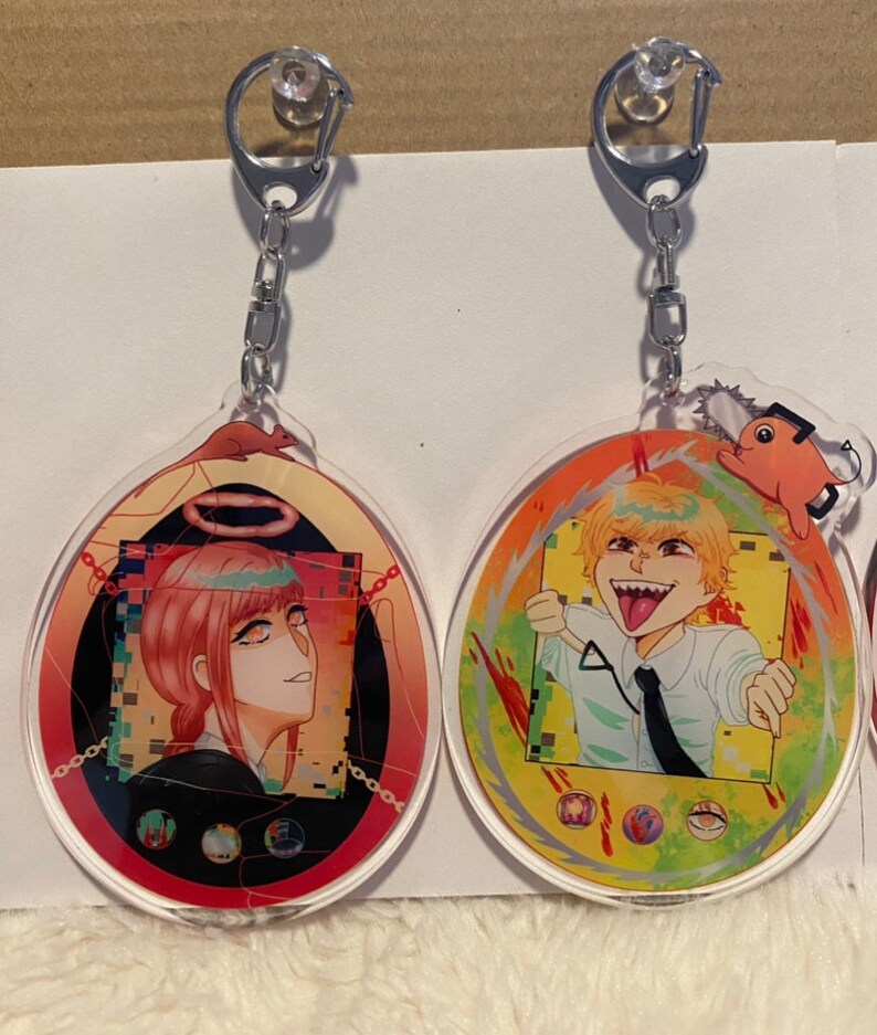 Chainsaw Man Tamagotchi Acrylic Keychain Charms (denji, Power, Aki ...