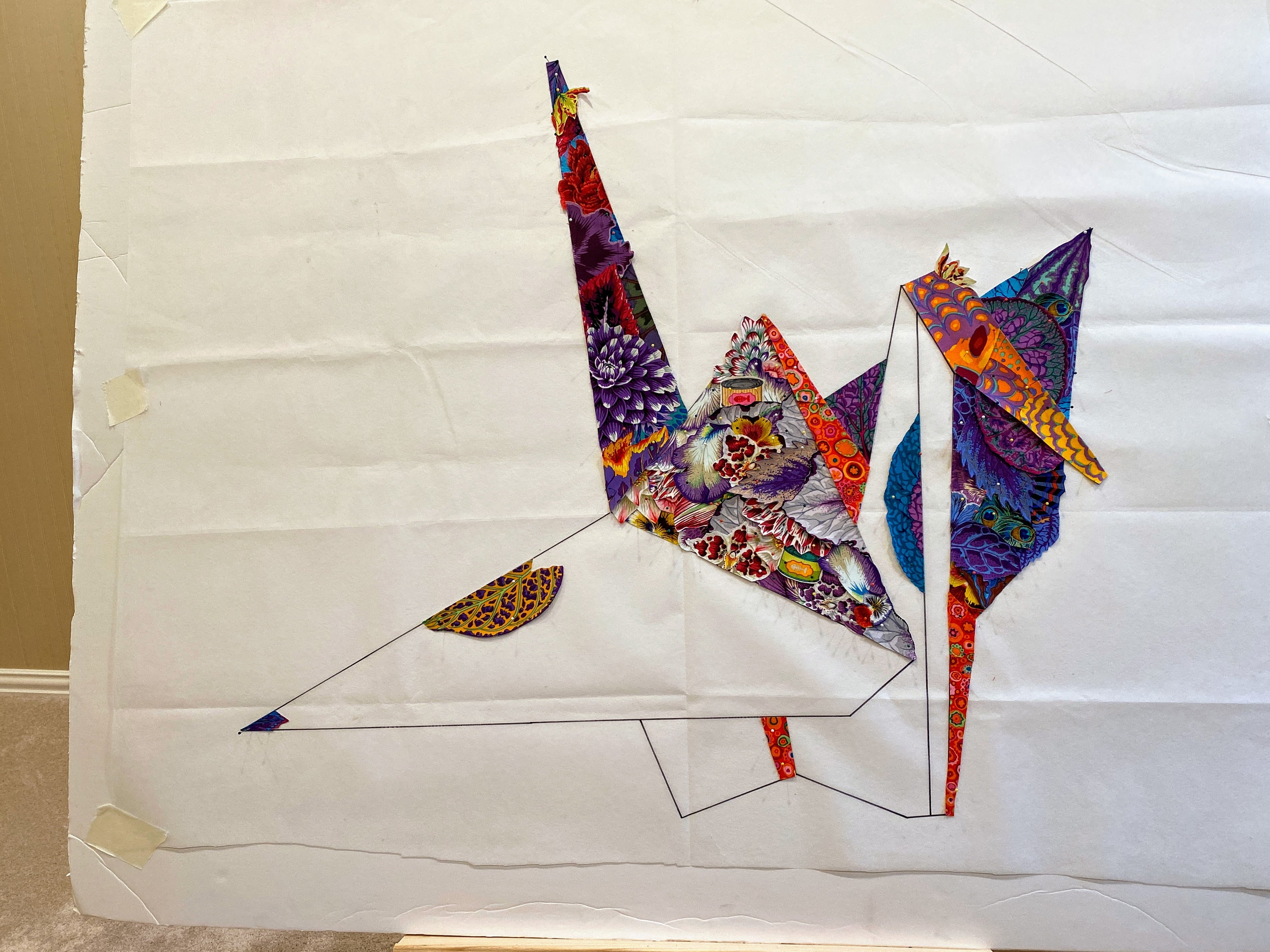 Peace Crane Digital Download Collage Art Quilt Pattern PDF - Etsy