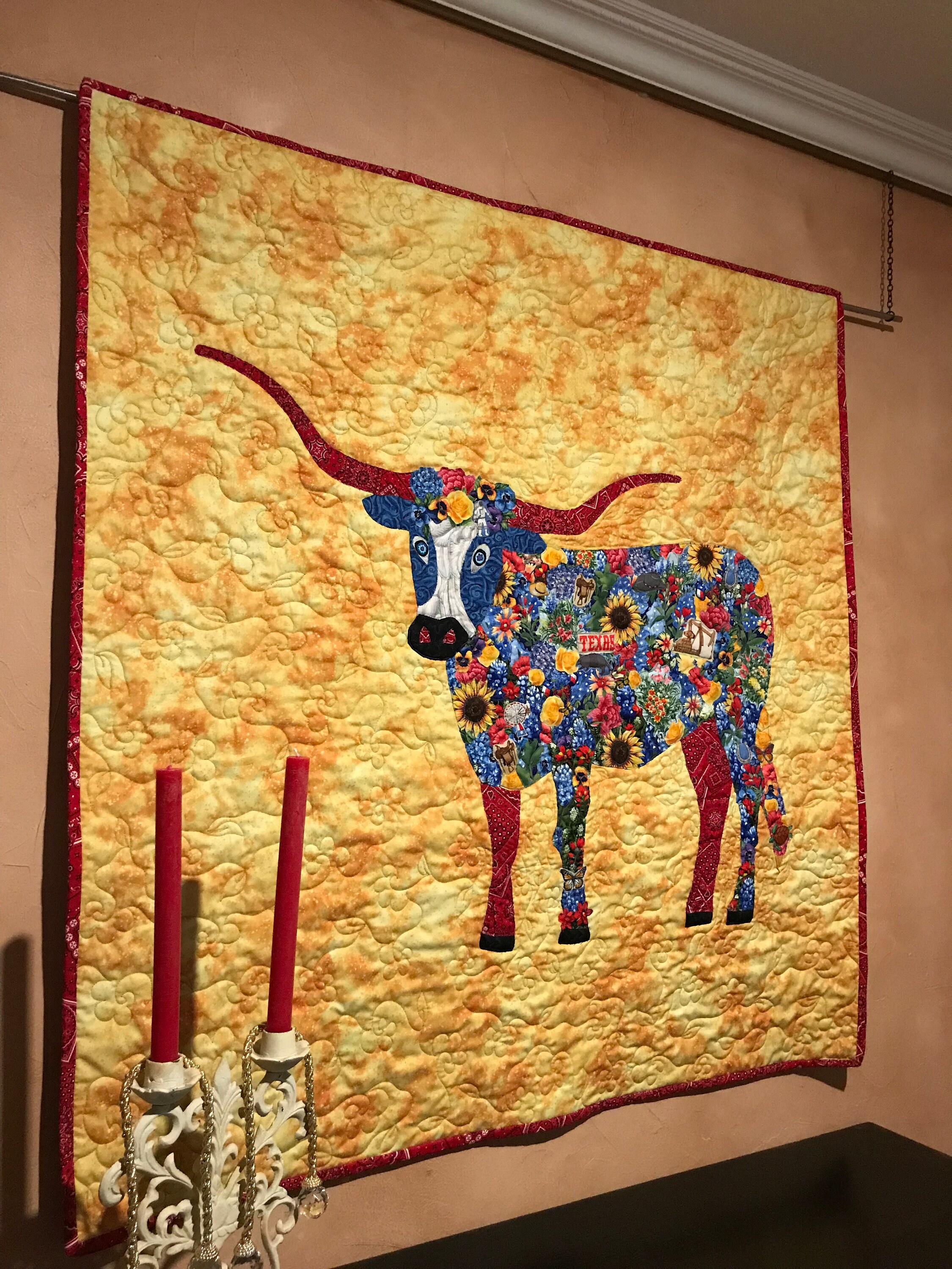 Bluebonnet the Longhorn Digital Download Collage Art Quilt Pattern PDF ...