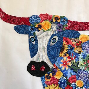 Bluebonnet the Longhorn Digital Download Collage Art Quilt Pattern PDF ...