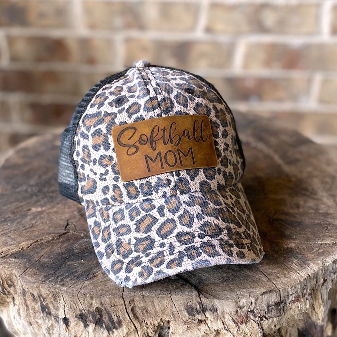 Softball Mom Leather Engraved Hat - Etsy