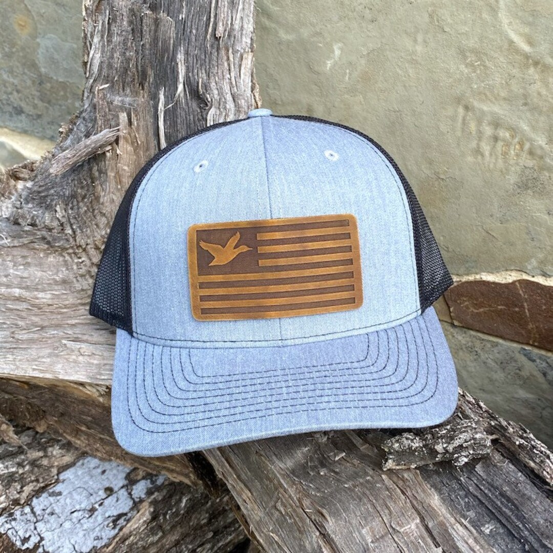 Duck American Flag Hunting Leather Patch Hat - Etsy