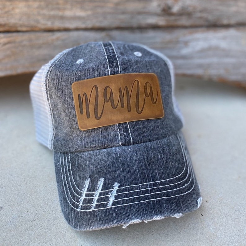 Mama Leather Engraved Hat - Etsy