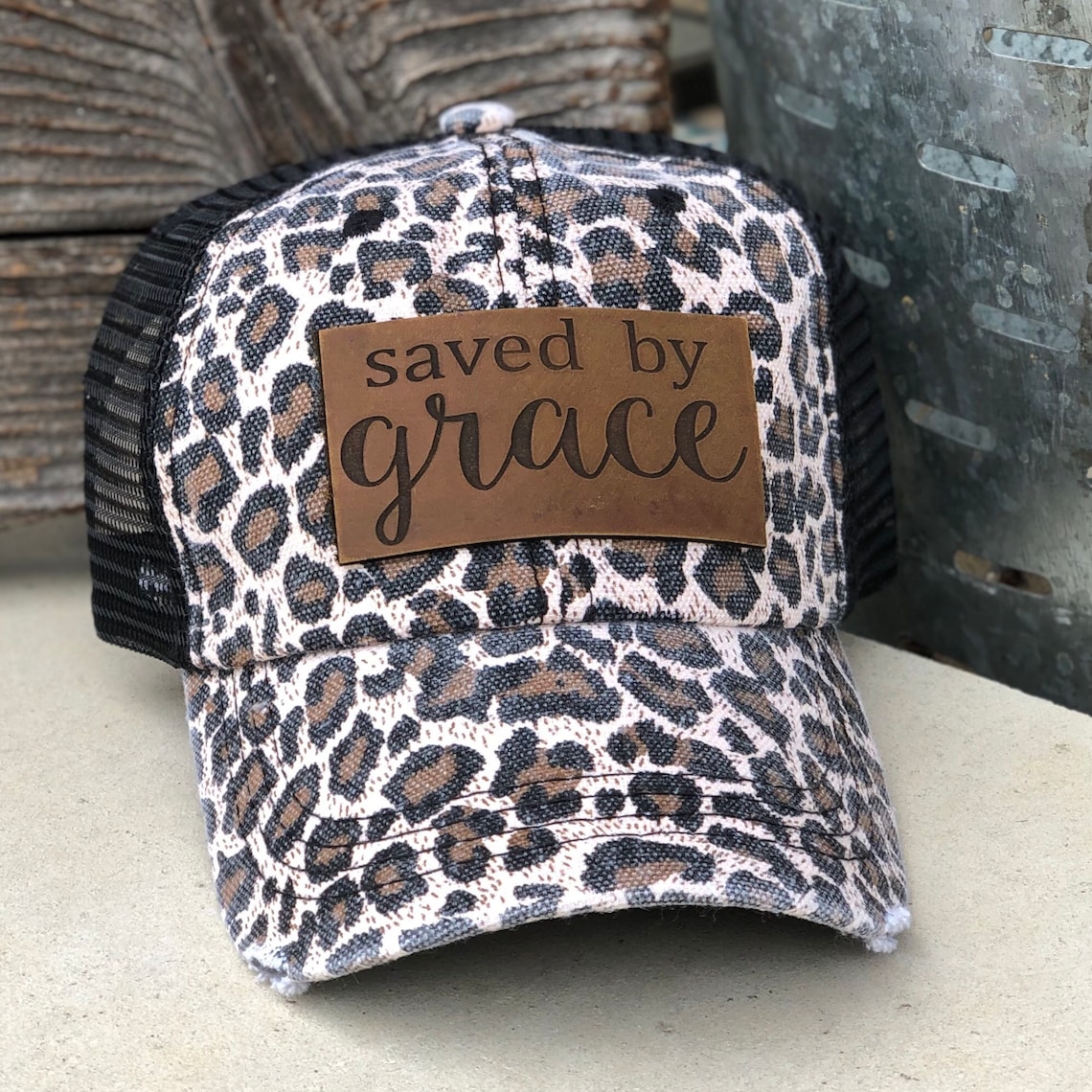 Saved by Grace Leather Engraved Hat - Etsy