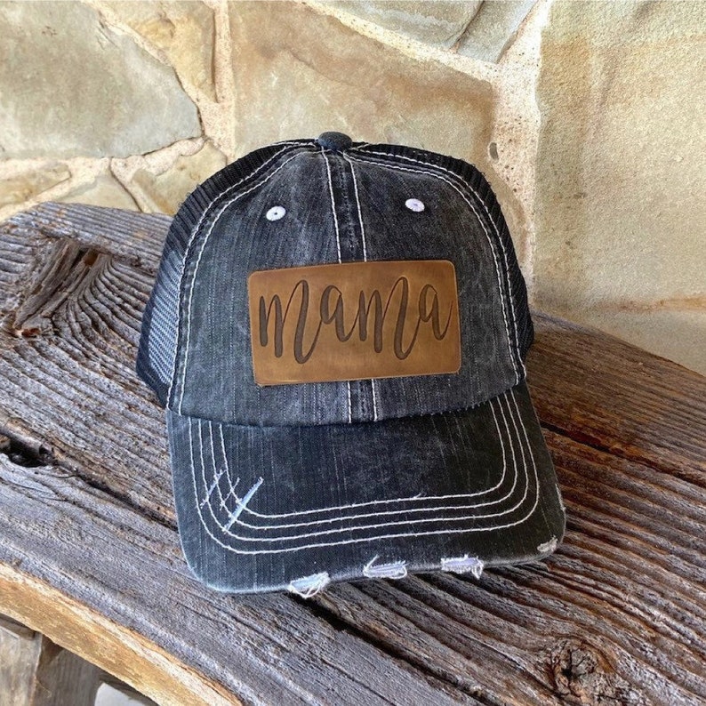 Mama Leather Engraved Hat - Etsy