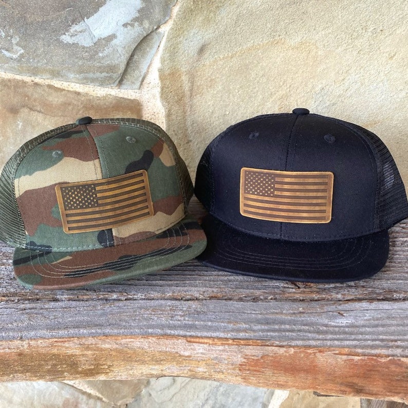 Kids American Flag Leather Patch Hat - Etsy