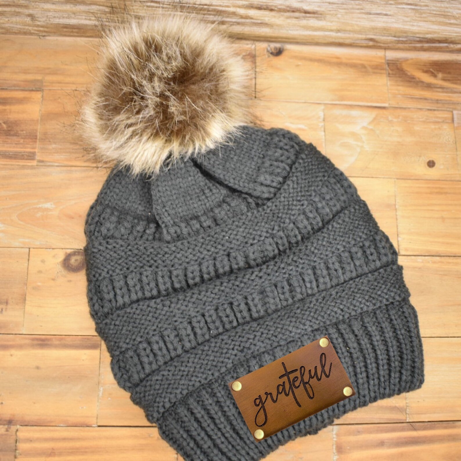 Grateful Leather Engraved Patch Beanie - Etsy