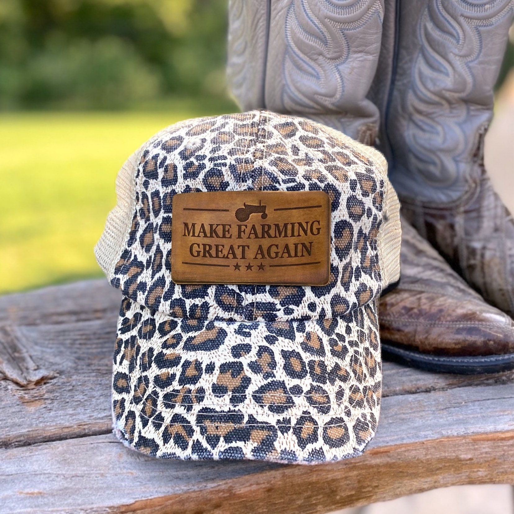 Make Farming Great Again Leather Engraved Hat | Etsy