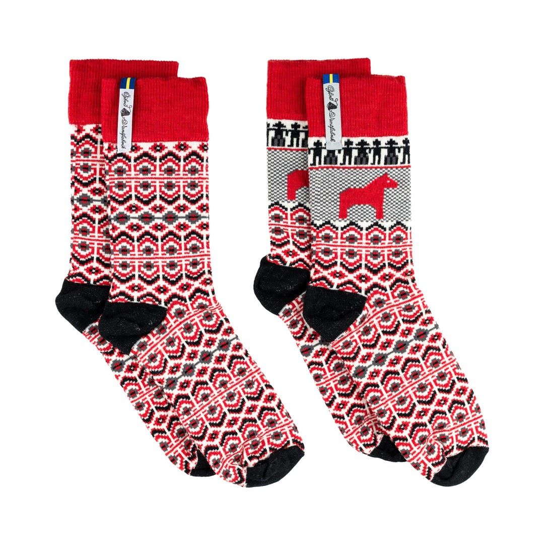 Everyday Swedish Socks - Dalarna Pattern - Merino Wool - 2 Pack - Ojbro ...