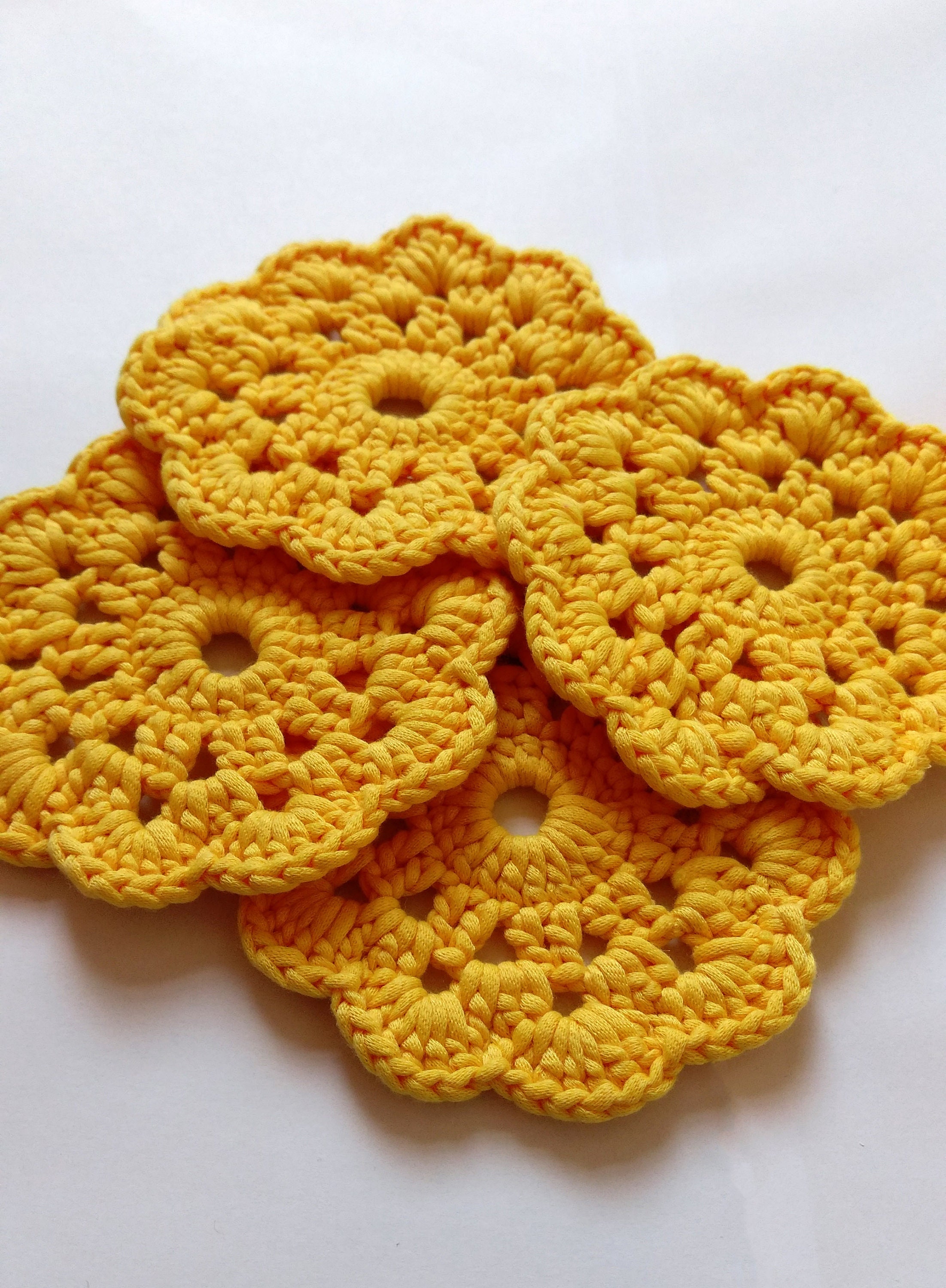 Bright Yellow Crochet Coasters - Etsy