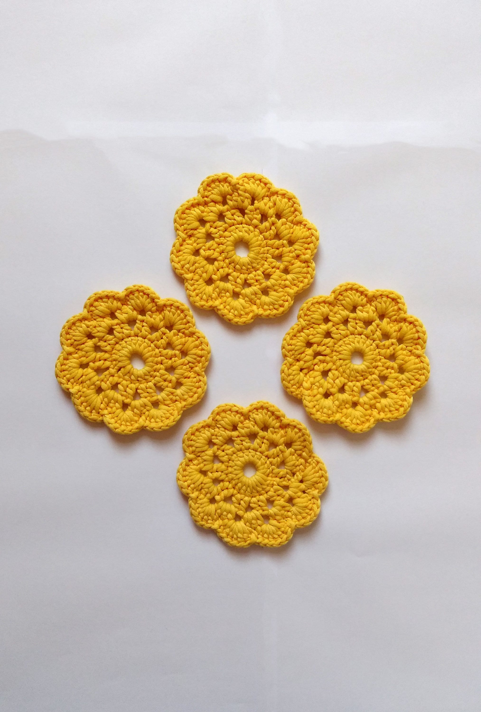 Bright Yellow Crochet Coasters - Etsy