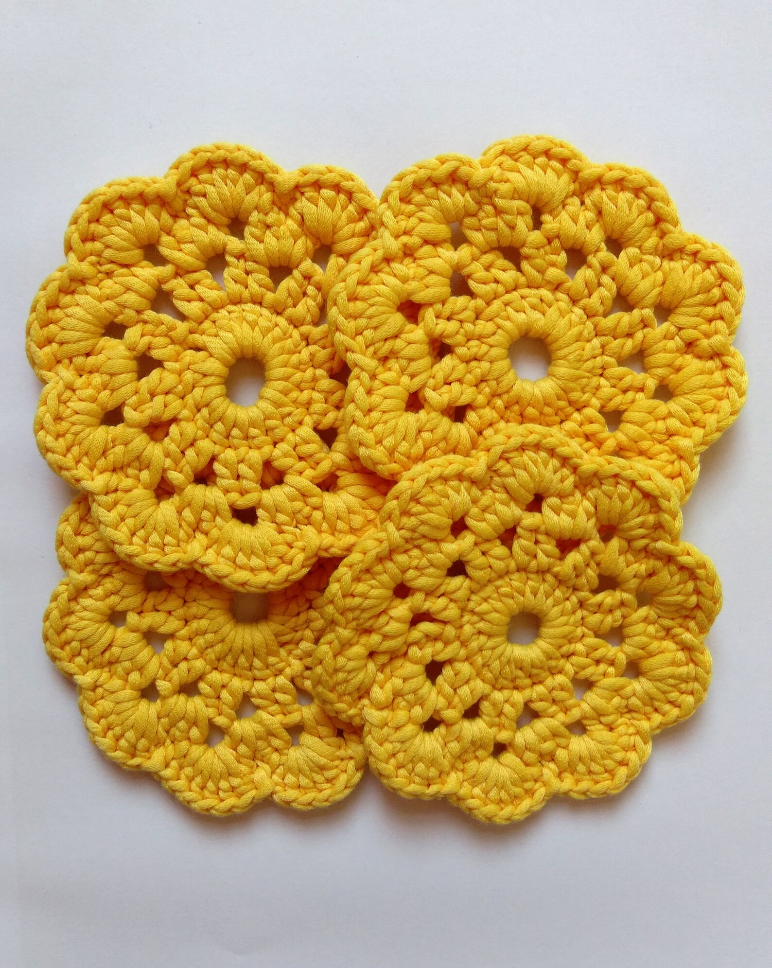 Bright Yellow Crochet Coasters - Etsy