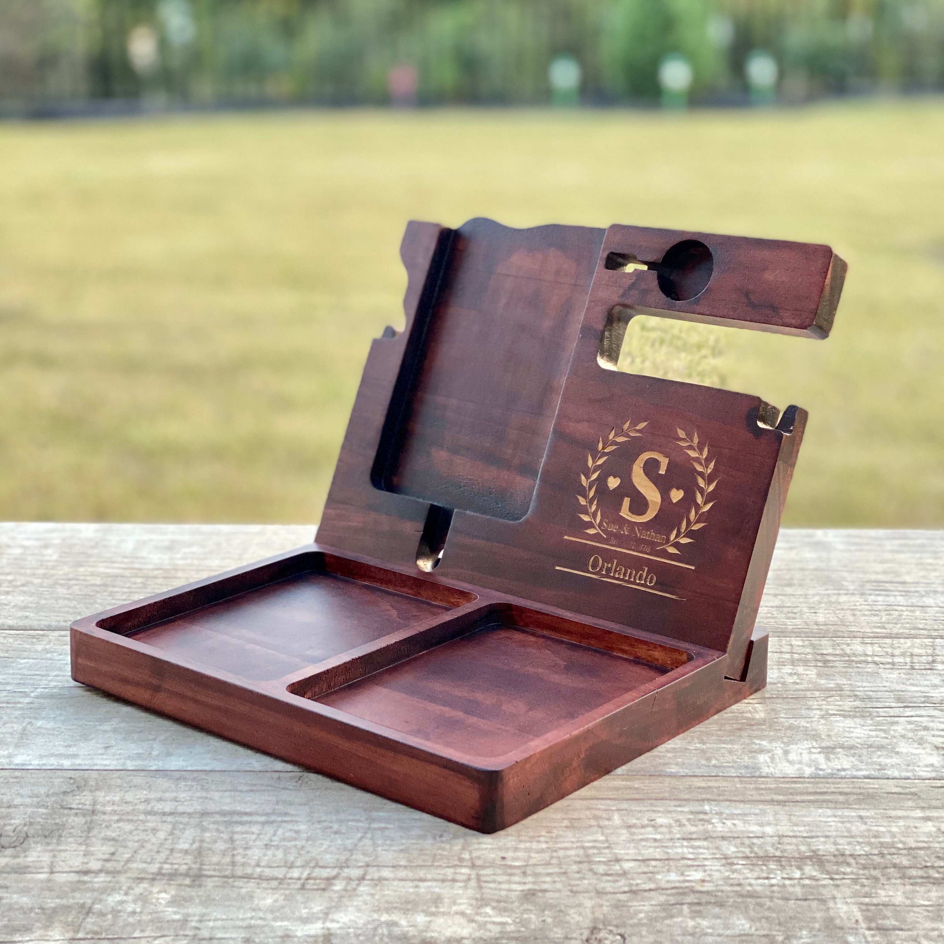 Personalized Docking Station Men, Gift for Men, Wooden Docking Station ...