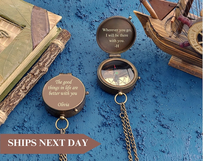 Personalized Brass Compass Anniversary Gifts for Men Brass Compass ...