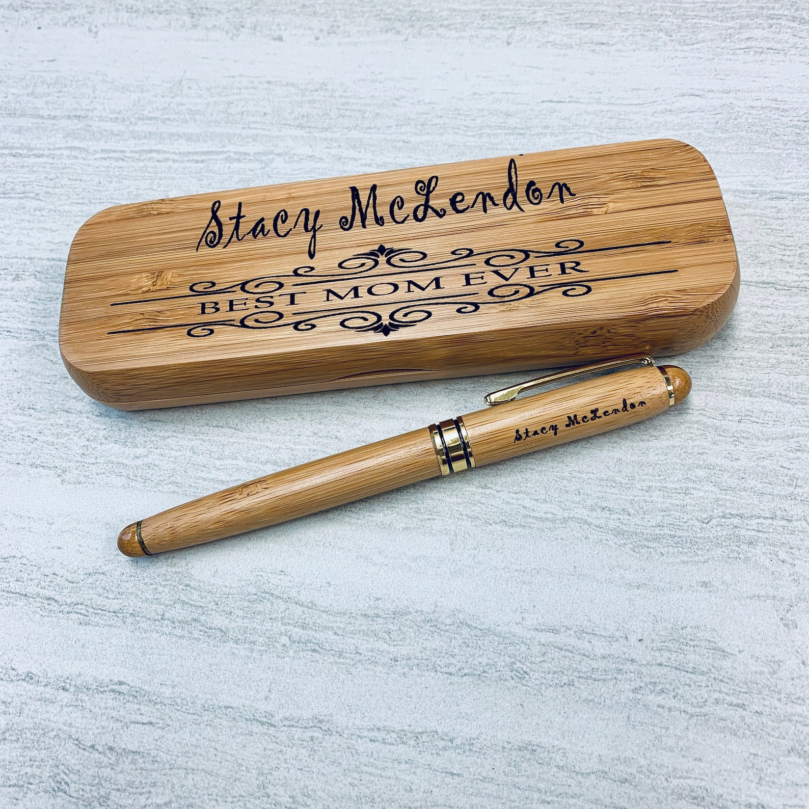 Wood Pen Set, Monogrammed Pen Set, Engraved Pen Case, Personalized Pen ...