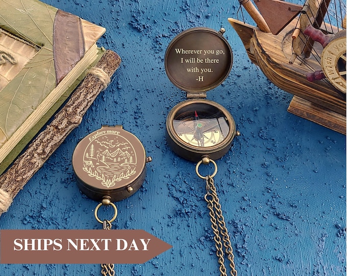 Customizable Compass With Personalized Message Perfect for Travelers ...