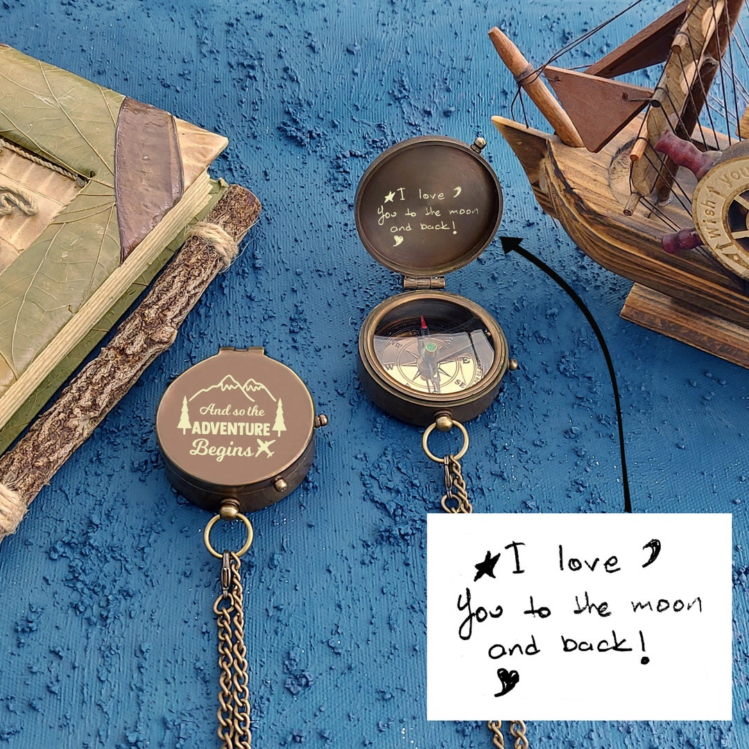 Your Actual Handwriting Engraved Compass, Personalized Compass, Wedding ...