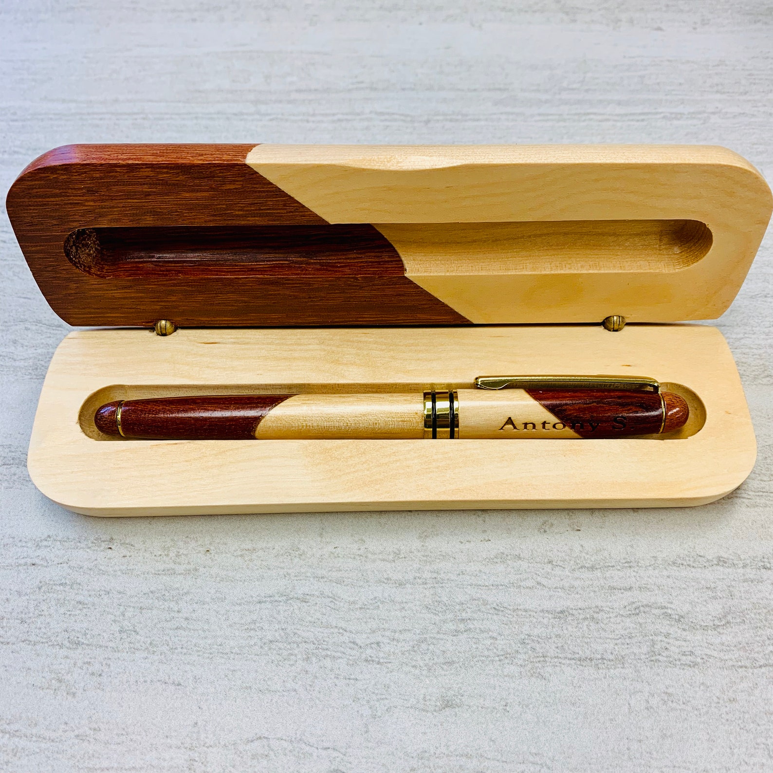 Wood Pen Set, Monogrammed Pen Set, Engraved Pen Case, Personalized Pen ...