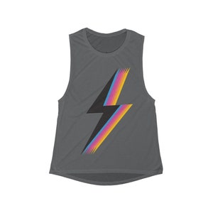 Lightning Bolt Tank, Womens Tank, Retro Graphic Tank, Muscle Tank ...