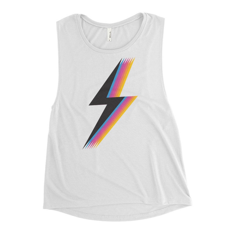 Retro Graphic Tank Womens Lightning Bolt Tank Flowy Muscle - Etsy