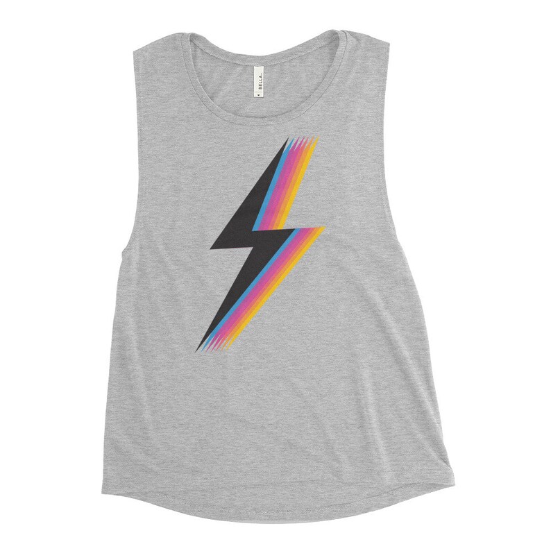 Retro Graphic Tank Womens Lightning Bolt Tank Flowy Muscle - Etsy